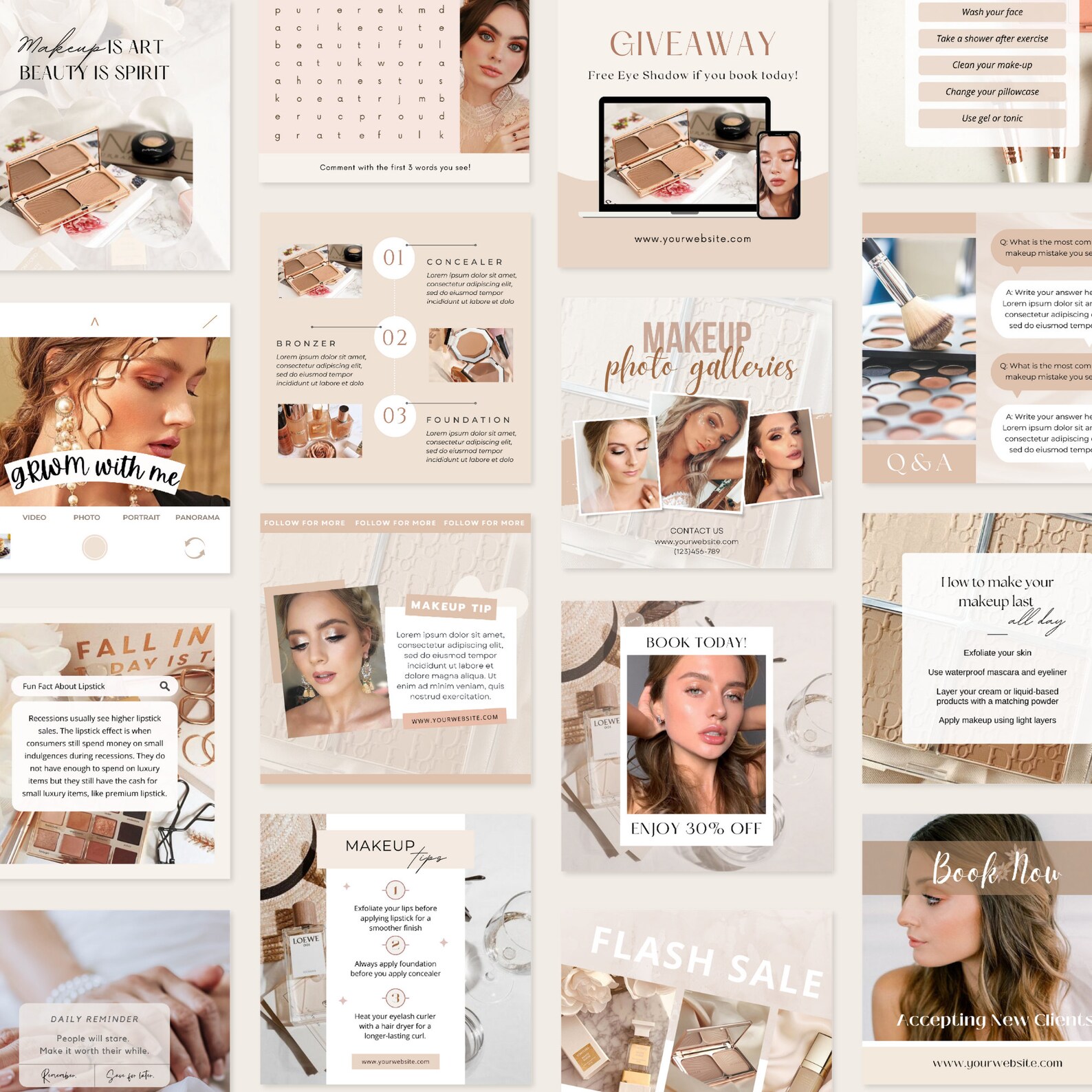 Makeup Artist Instagram Post Templates Beauty Skincare - Etsy