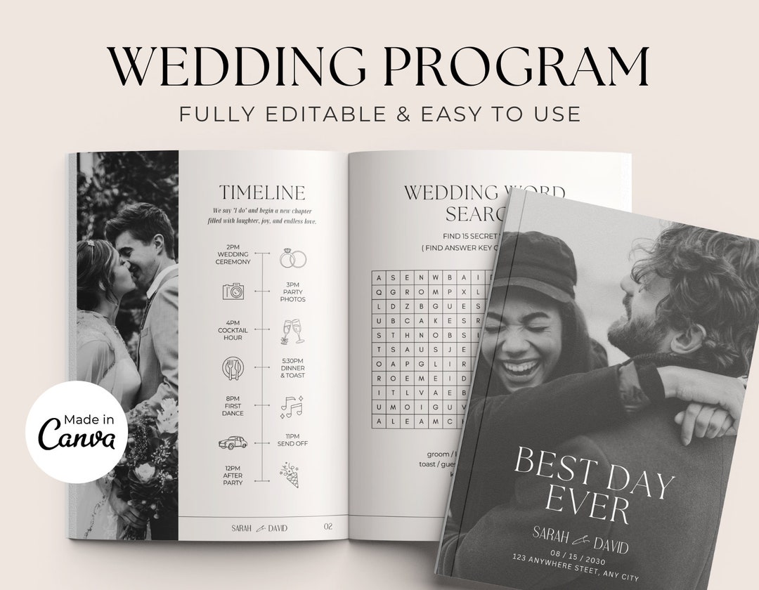 Wedding Day Magazine Template | Wedding Program Template | Infographic ...