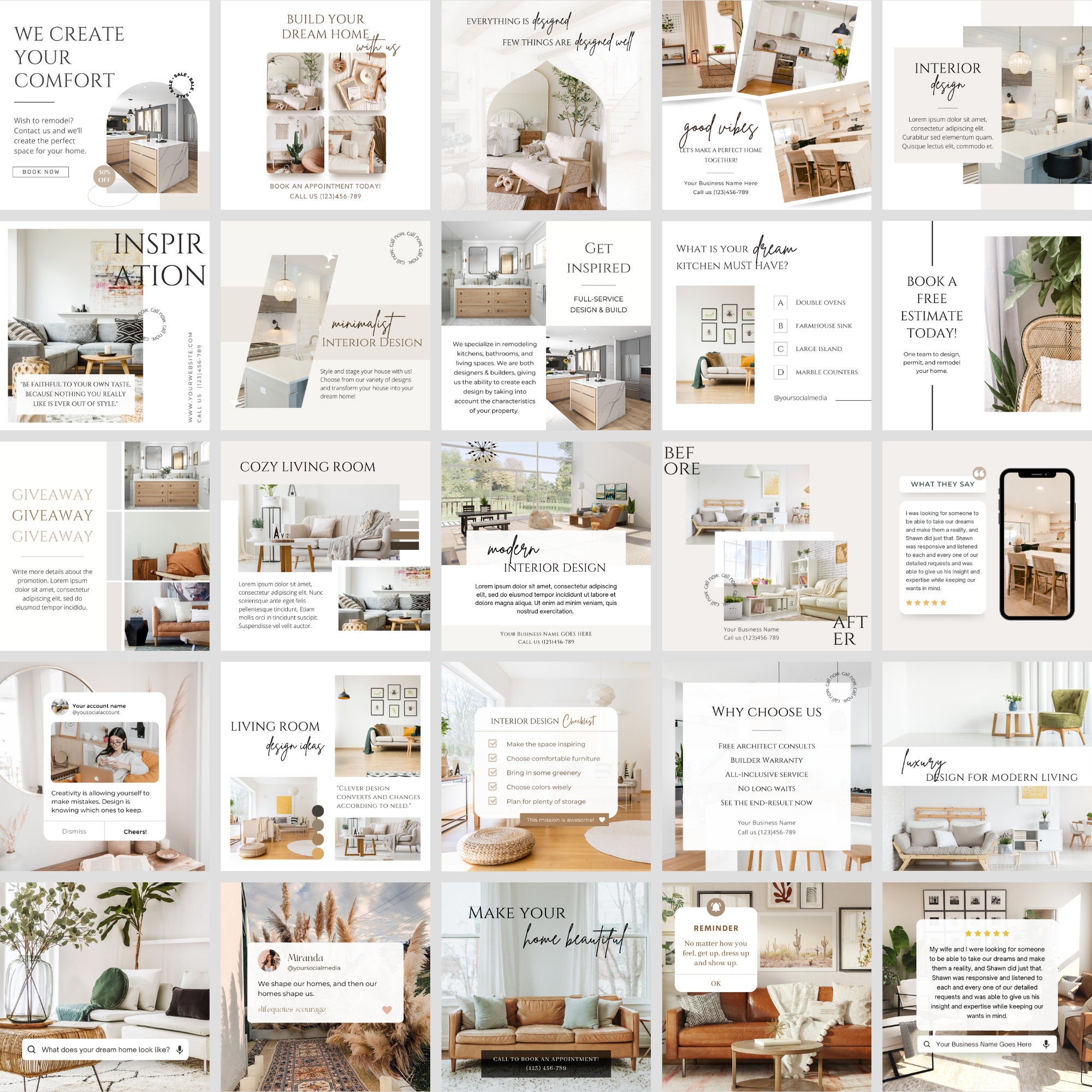 Interior Design Instagram Post Template Interior Design IG - Etsy Australia