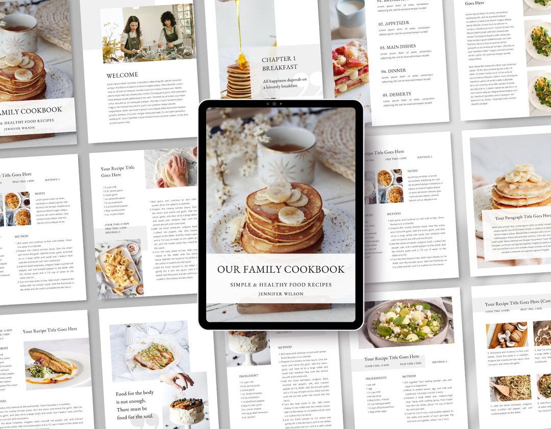 Recipe Book Template | Canva Cookbook Template | Recipe Ebook Template ...