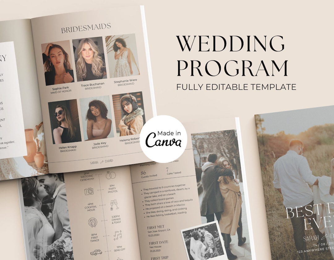 Wedding Day Magazine Template | Wedding Program Template | Infographic ...