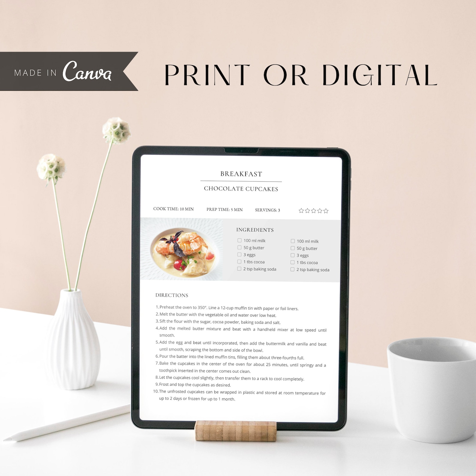 Recipe Template Editable Recipe Sheet Template Printable - Etsy