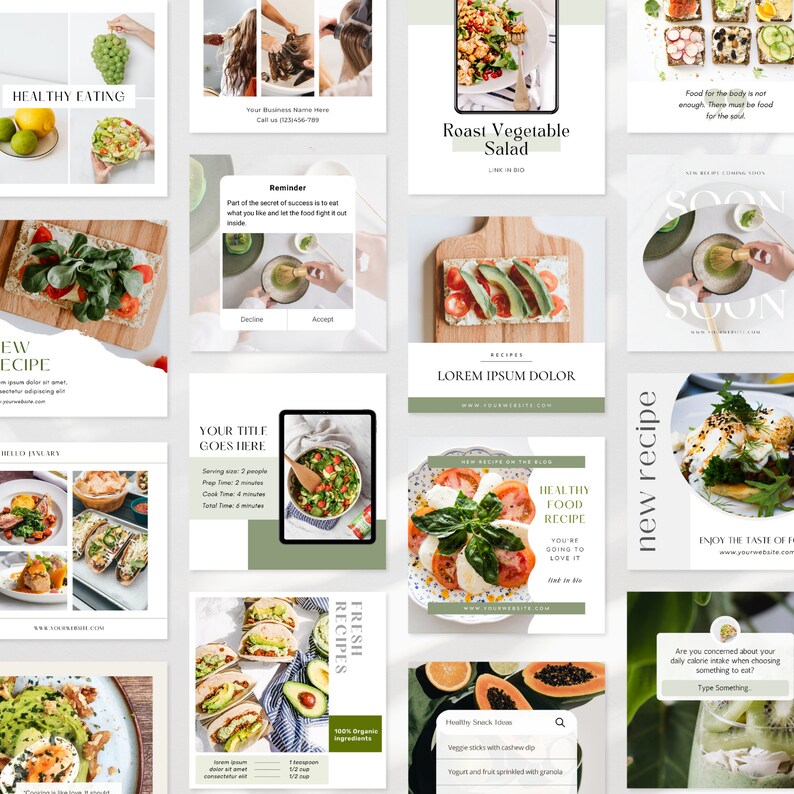 Food Instagram Posts Healthy Eating Recipe Branding - Etsy
