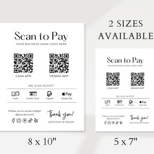 Scan to Pay Sign QR Code Sign Printable Payment Sign Accepted Payments ...