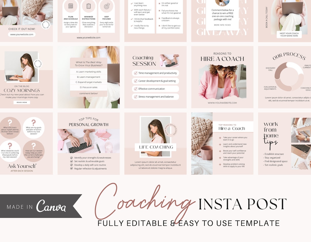 Coaching Instagram Post Template | Pink Coach Social Media |life Coach ...