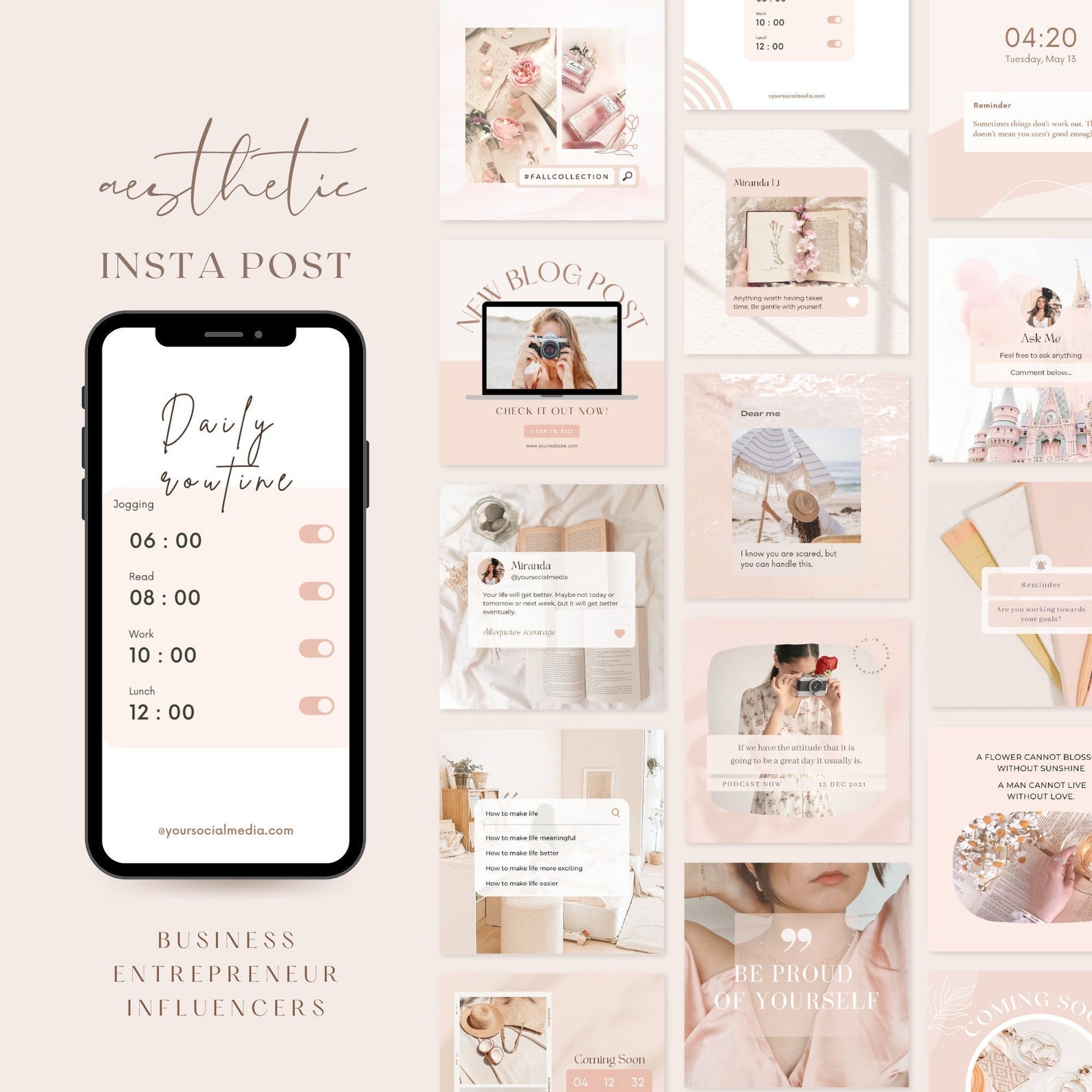 75 Pink Instagram Templates| Minimalist Instagram Post Template ...