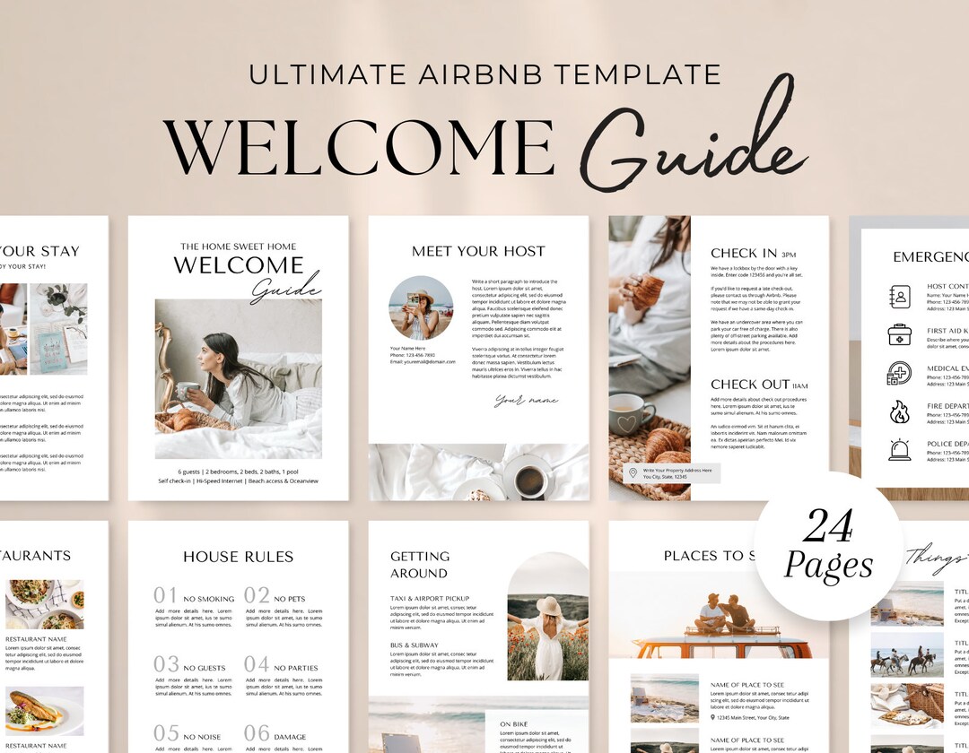 Airbnb Welcome Book Template | Welcome Guidebook| Vacation Rental ...