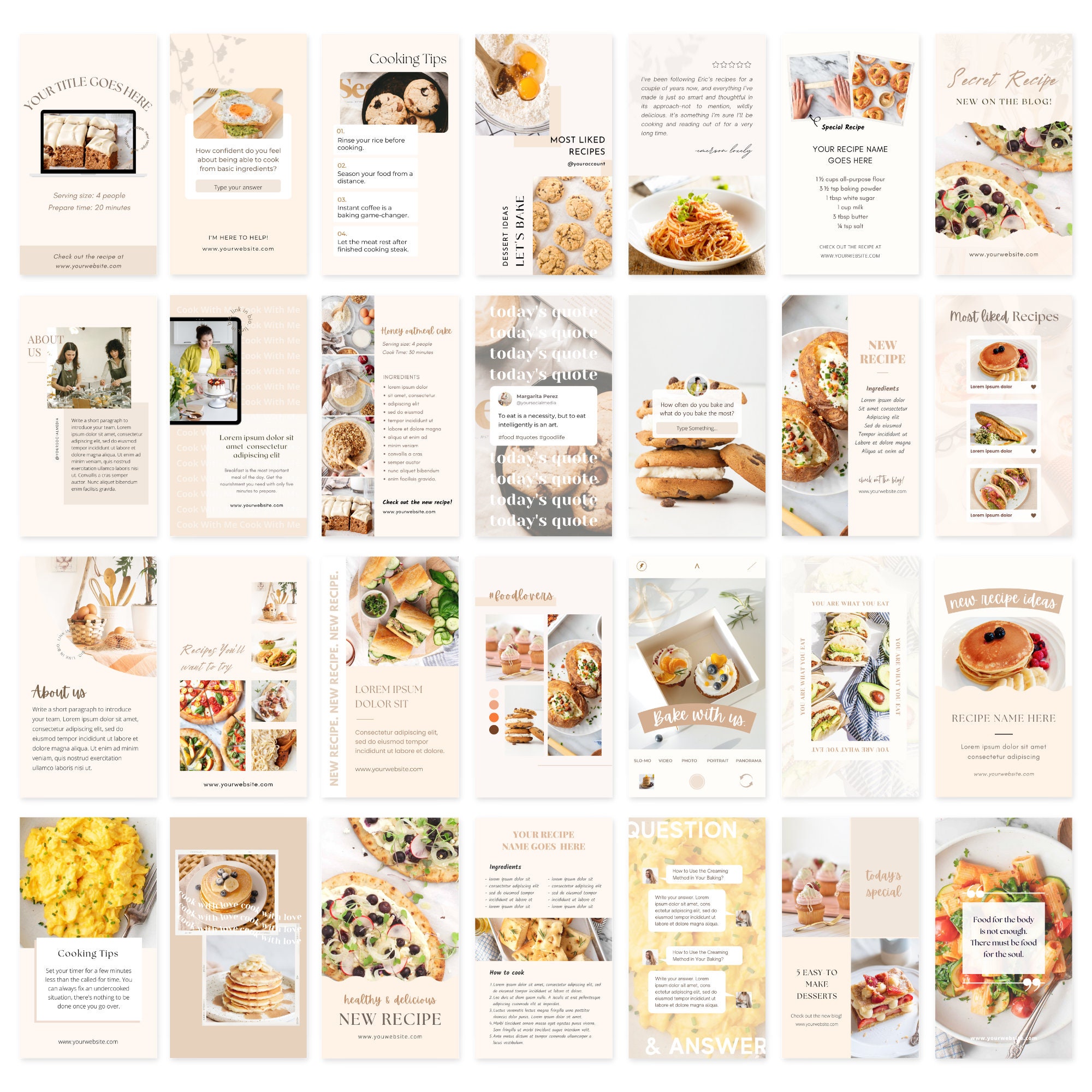 Food Instagram Story Healthy Eating Recipe Branding - Etsy