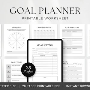 Goal Setting Planner Template | 2024 SMART Goal Tracker | Goal Planning ...