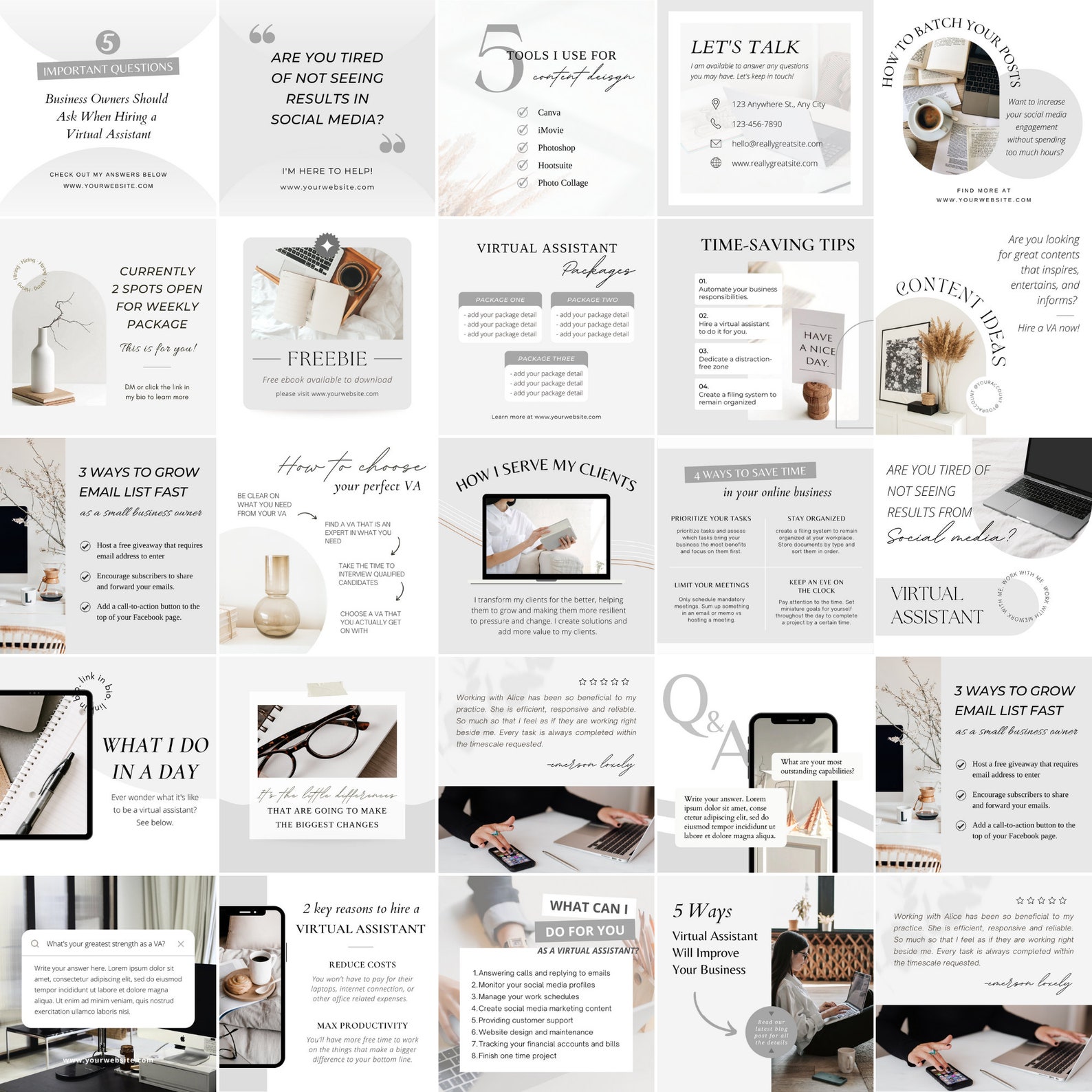 Virtual Assistant Instagram Templates VA Instagram Posts - Etsy