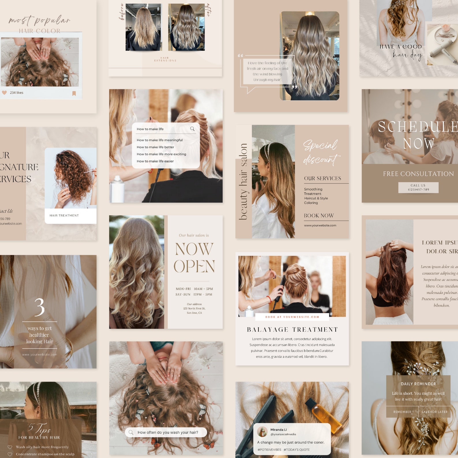 Hair Stylist Instagram Post Template Hair Beauty Salon - Etsy