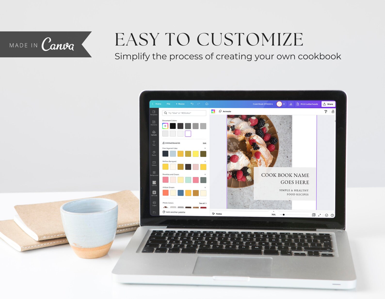 Recipe Book Template | Canva Cookbook Template | Recipe Ebook Template ...