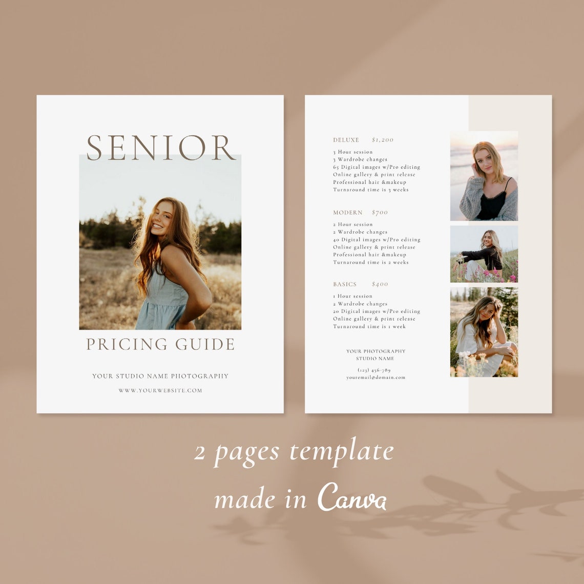 Senior Photography Pricing List| Senior Pricing Guide Sheet Template ...