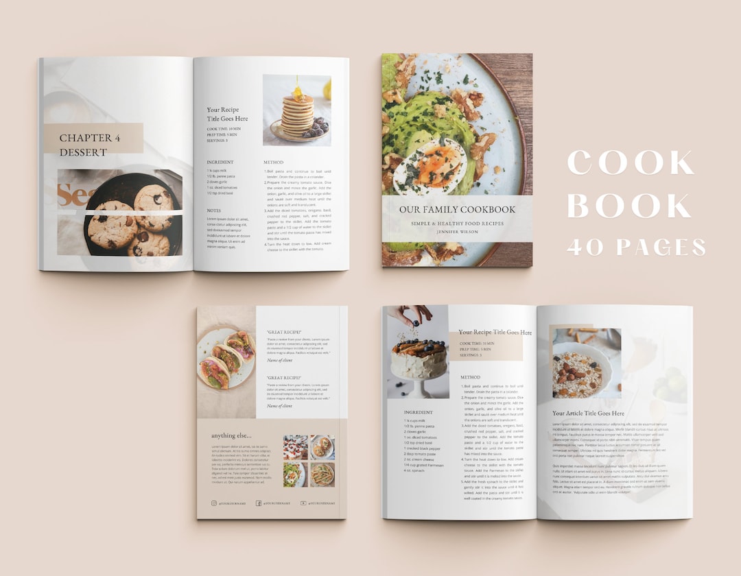 Recipe Book Template| Digital Cookbook Template |printable Recipe Card ...