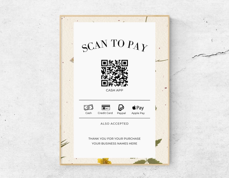 Scan to Pay Sign QR Code Sign Printable Payment Sign - Etsy