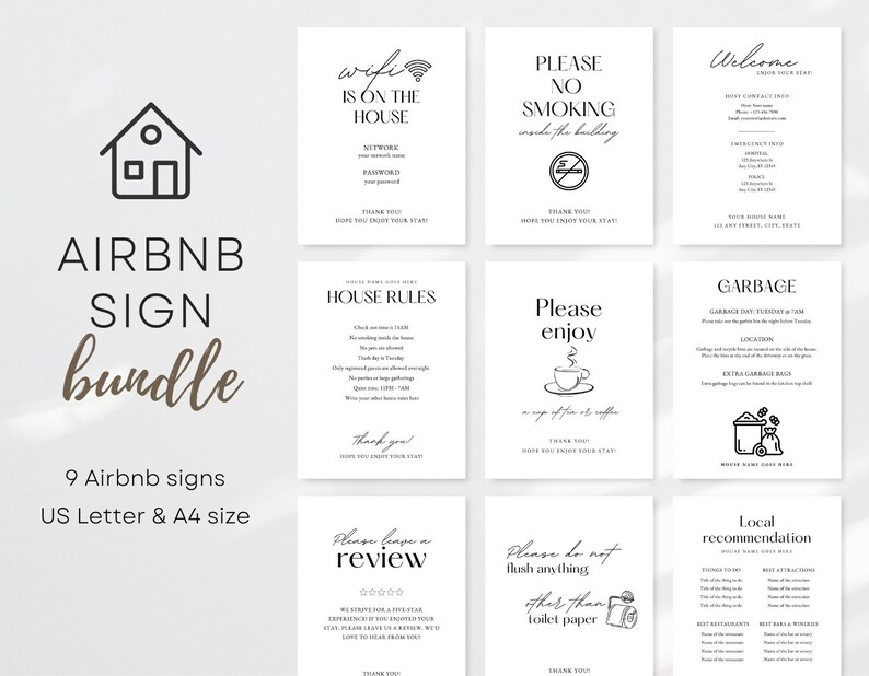 Airbnb Welcome Sign Welcome Guide Airbnb Check Out - Etsy
