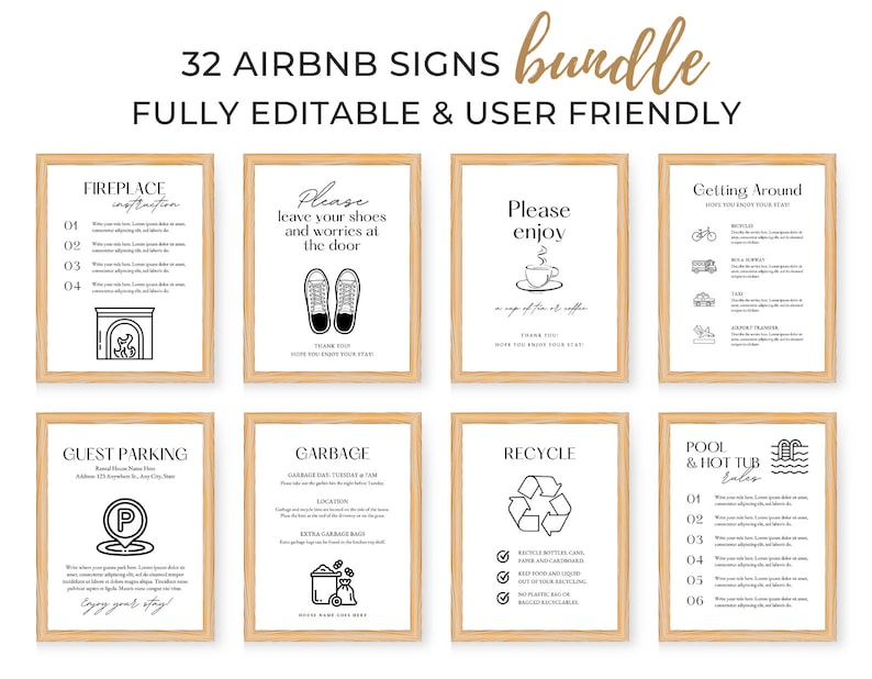 Airbnb Welcome Sign | Welcome Guide Airbnb| Check Out Instruction Sign ...