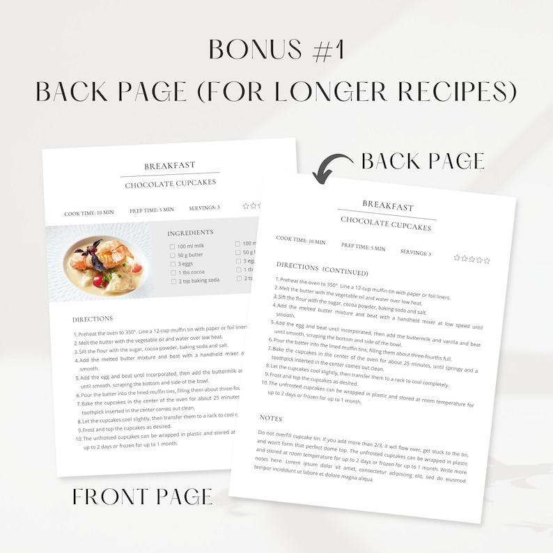 Recipe Template Editable Recipe Sheet Template Printable - Etsy