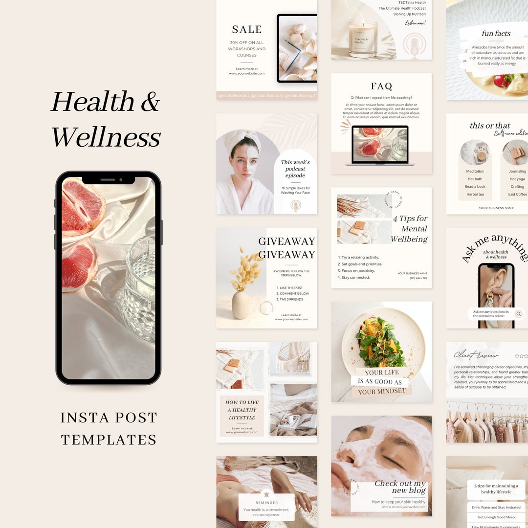 Health and Wellness Instagram Post Template Healthy Lifestyle Template ...