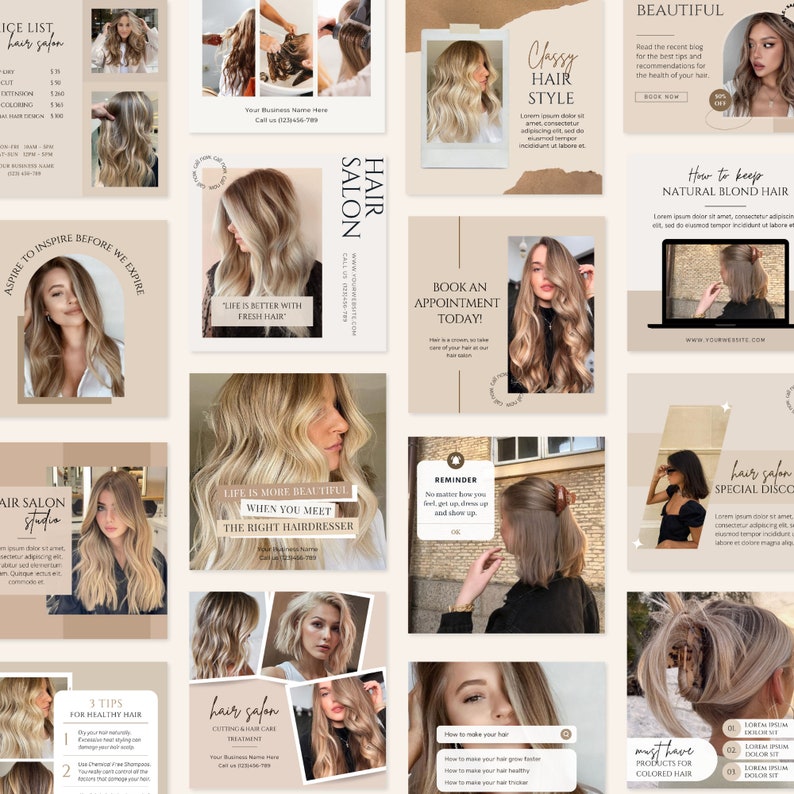 Hair Stylist Instagram Post Template Hair Beauty Salon - Etsy