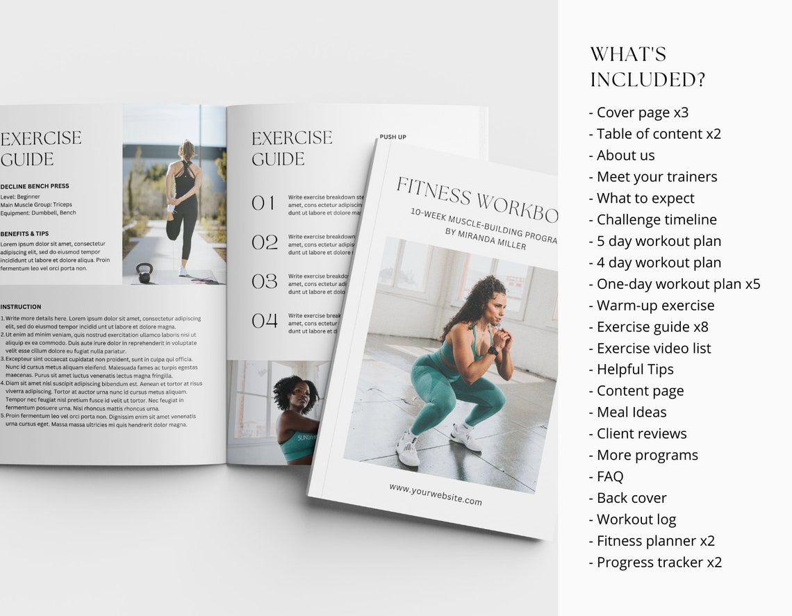 Fitness Ebook Template| Workout Plan Fitness Ebook | Fitness Planner ...