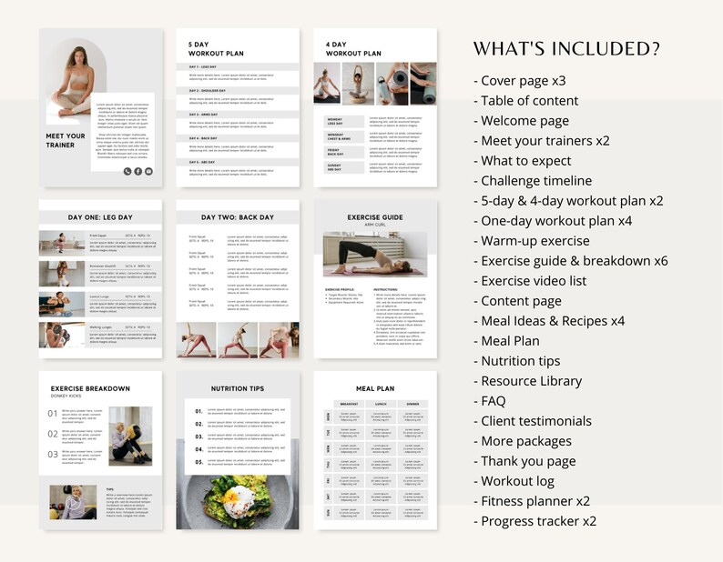 Fitness Ebook Template Fitness Program Planner Fitness - Etsy
