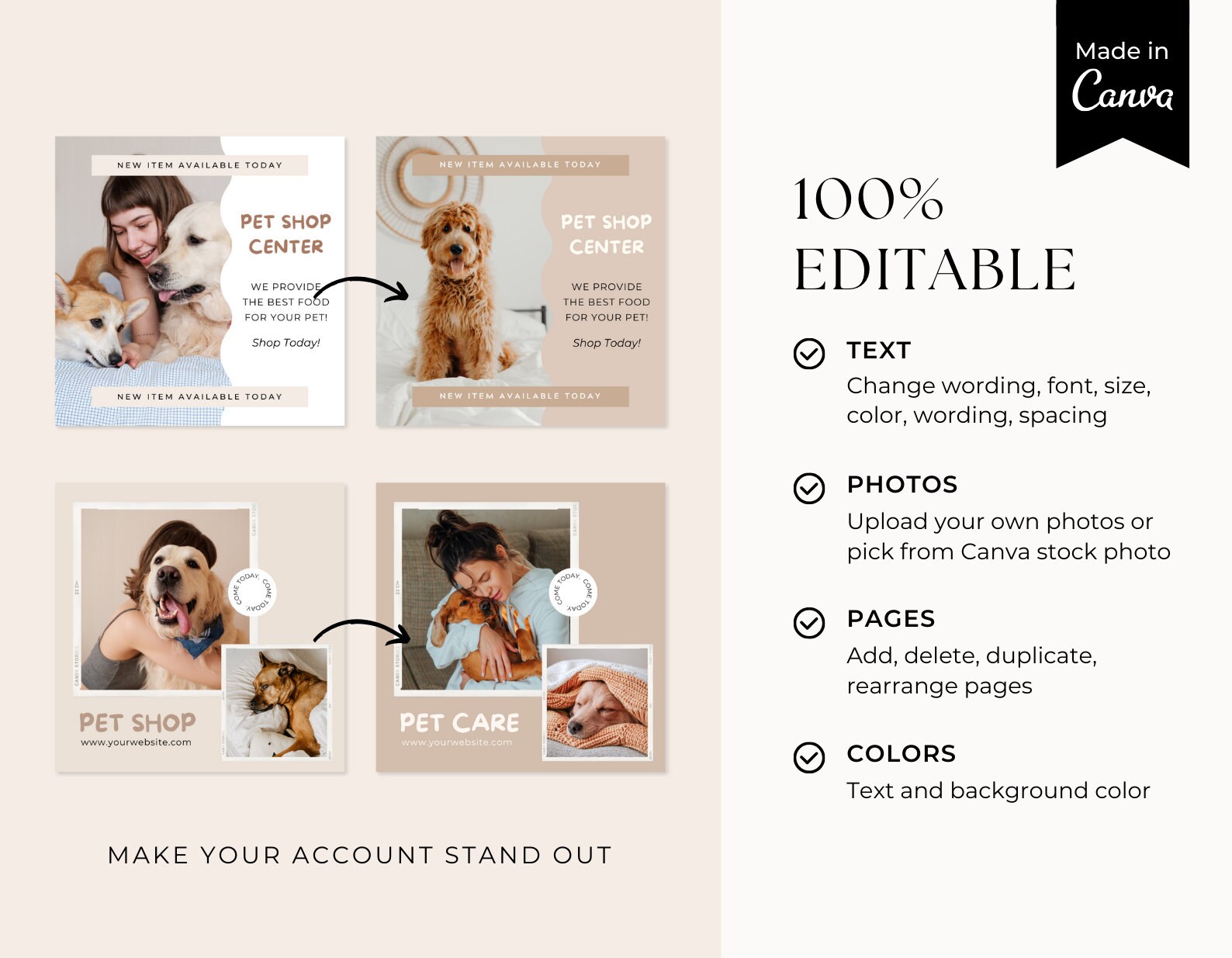 Pets Instagram Post Template | Pet Instagram Story Template | Social ...