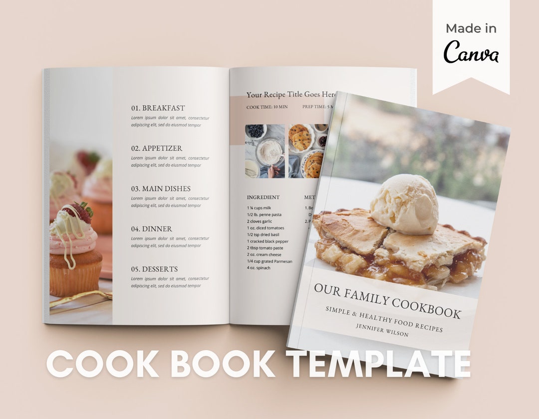 Cookbook Template | Recipe Book Template | Editable Canva Ebook ...