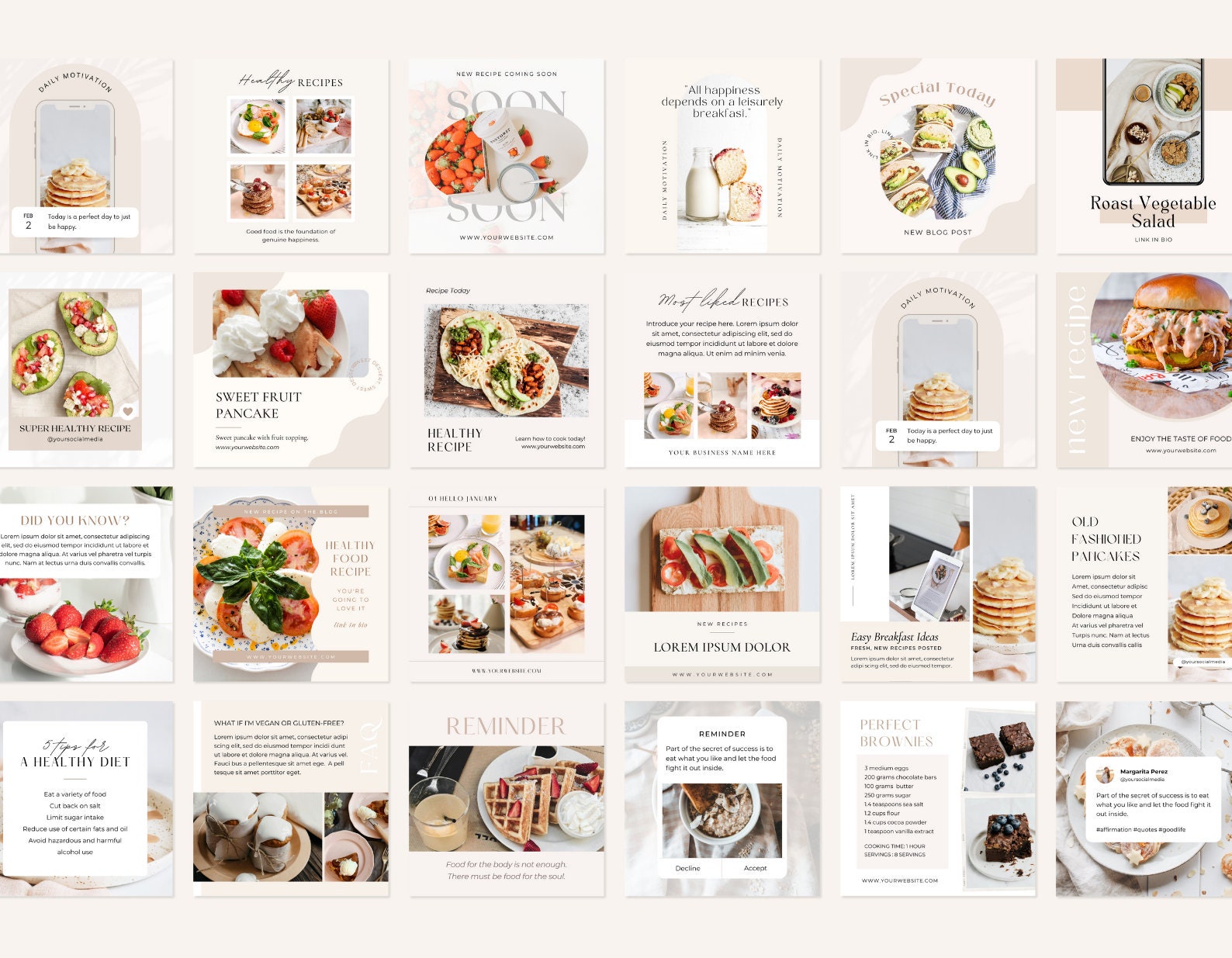 Food Instagram Template | Instagram Post Stories | Food Cooking Recipe ...