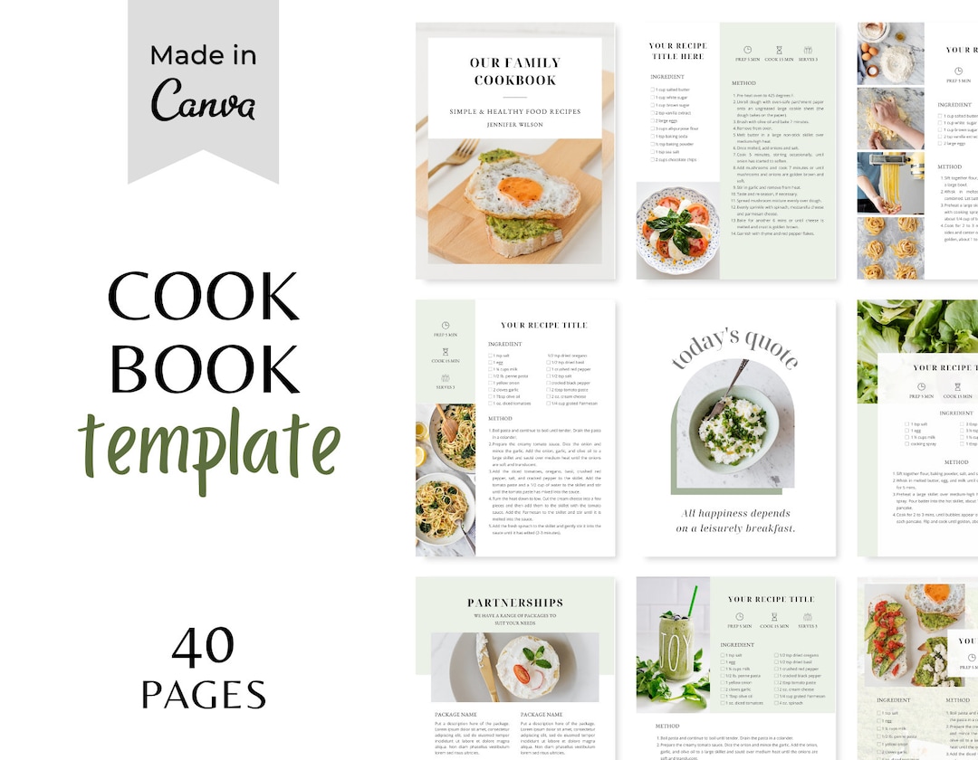 Recipe Book Template | Canva Cookbook Template | Recipe Ebook Template ...