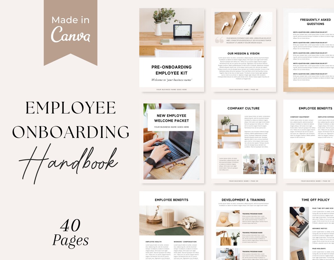 Employee Onboarding Template New Hire Handbook Training Manual Template Employee Welcome Packet ...