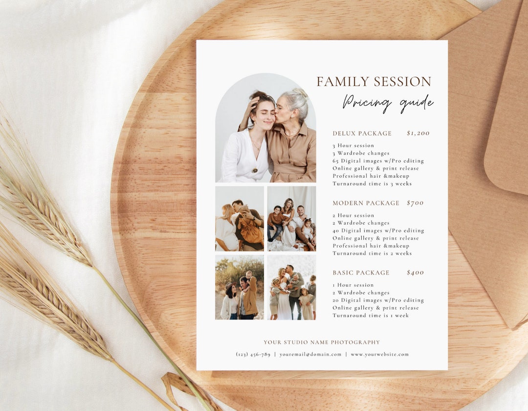 Photography Pricing Guide Template | Photography Price List| Family ...