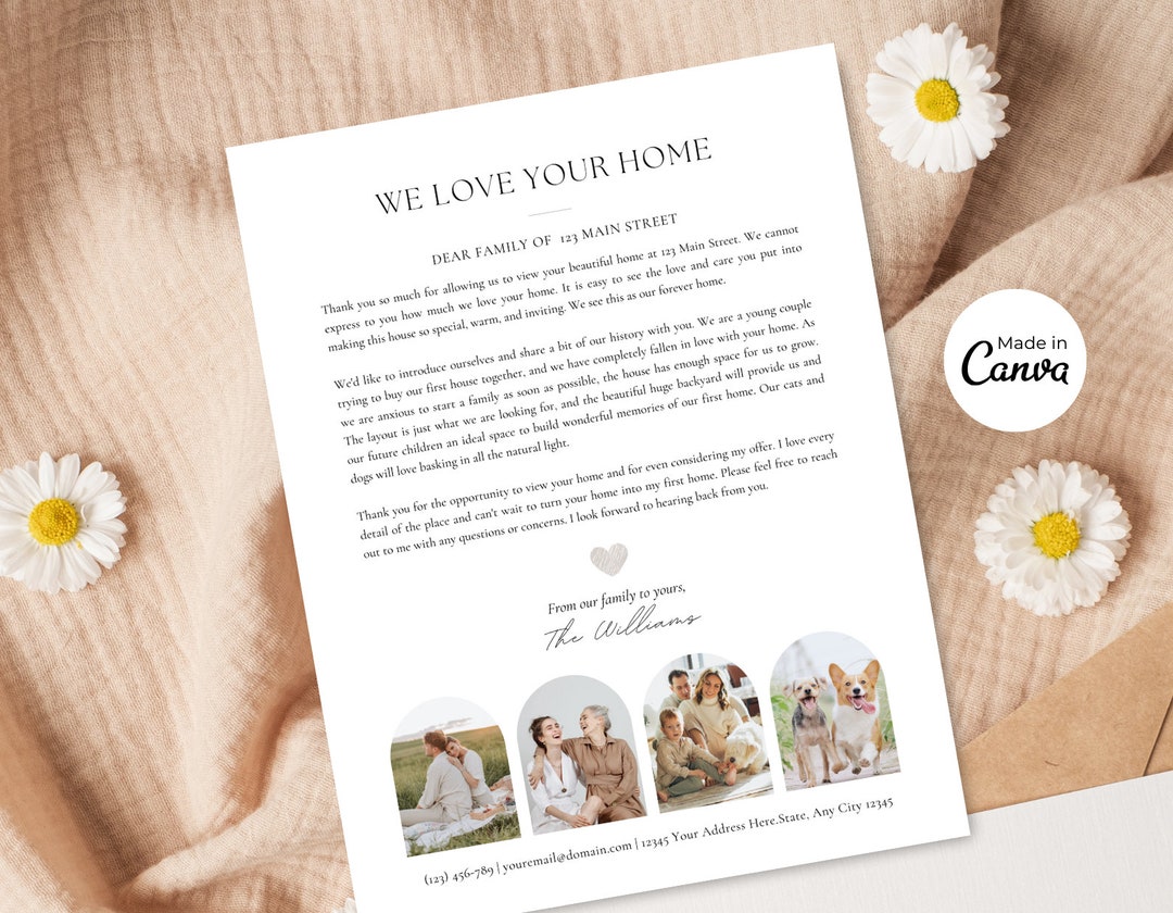 Home Offer Letter Template | Home Buyer Offer Letter | Home Love Letter ...