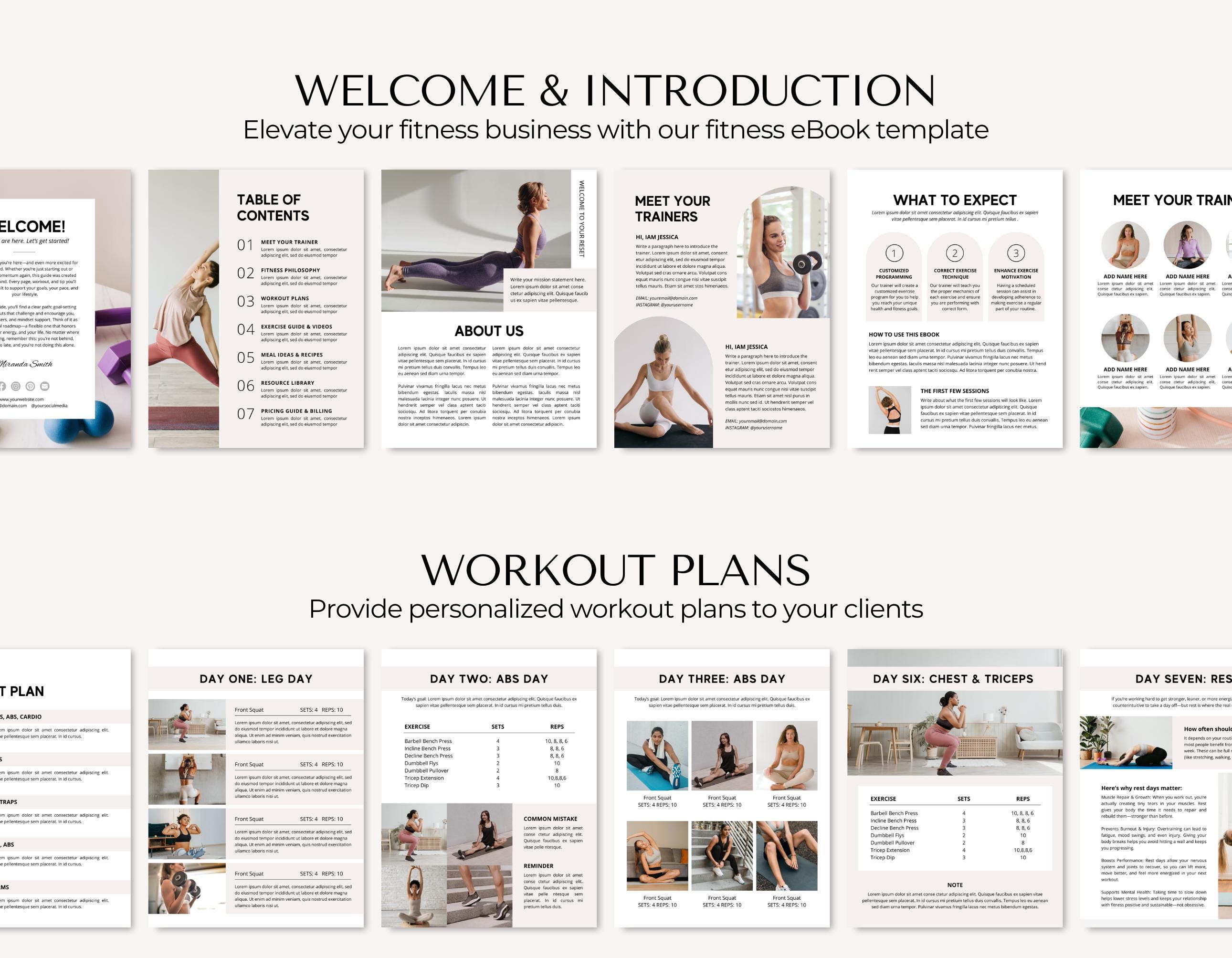Fitness Ebook Template | Fitness Program Planner | Fitness Yoga Coach ...