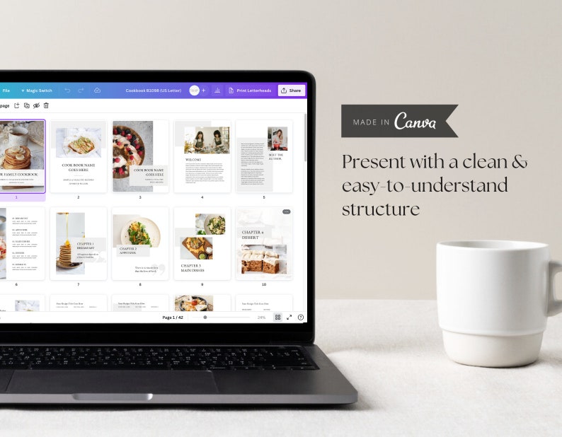 Recipe Book Template | Canva Cookbook Template | Recipe Ebook Template ...