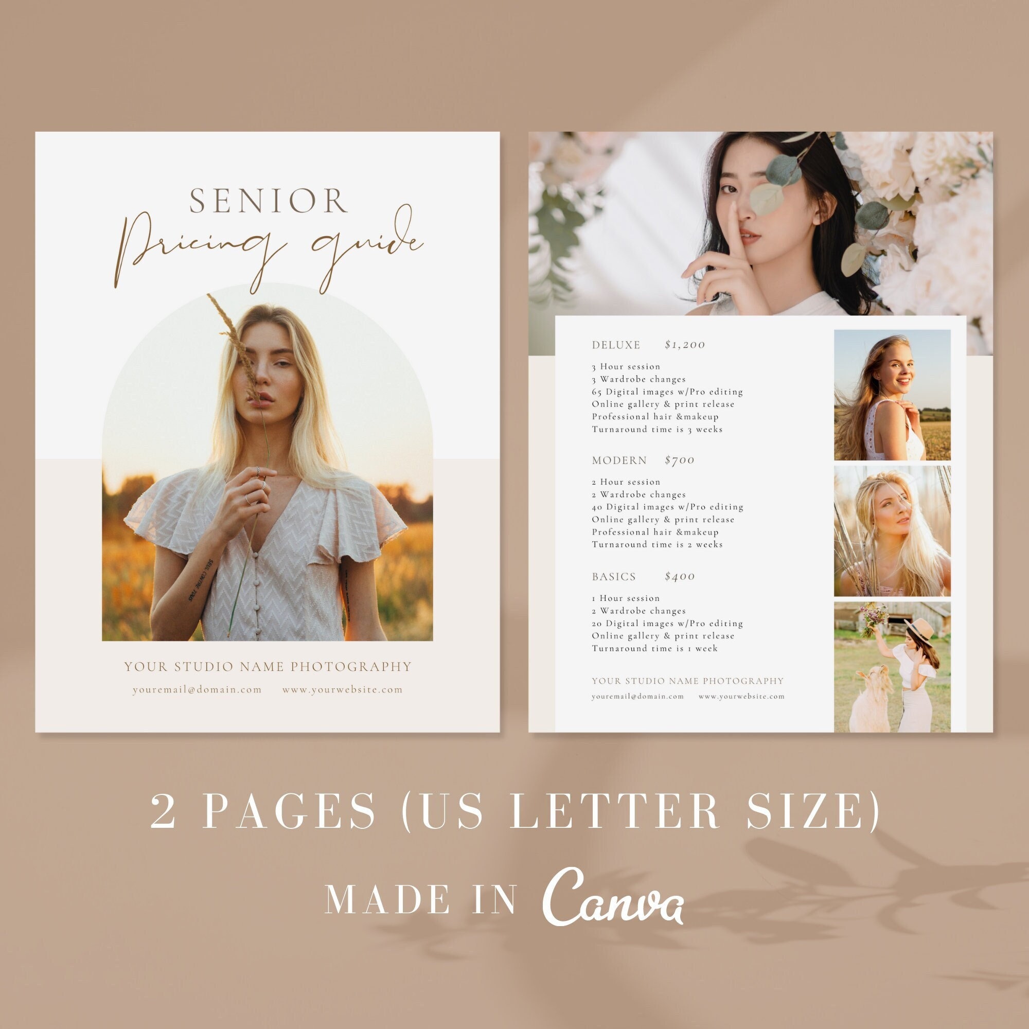Senior Photography Pricing List| Senior Pricing Guide Sheet Template ...