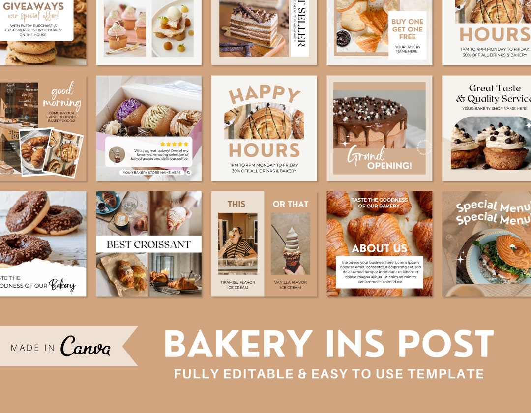 Bakery Instagram Templates | Instagram Template Food | Cake Social ...