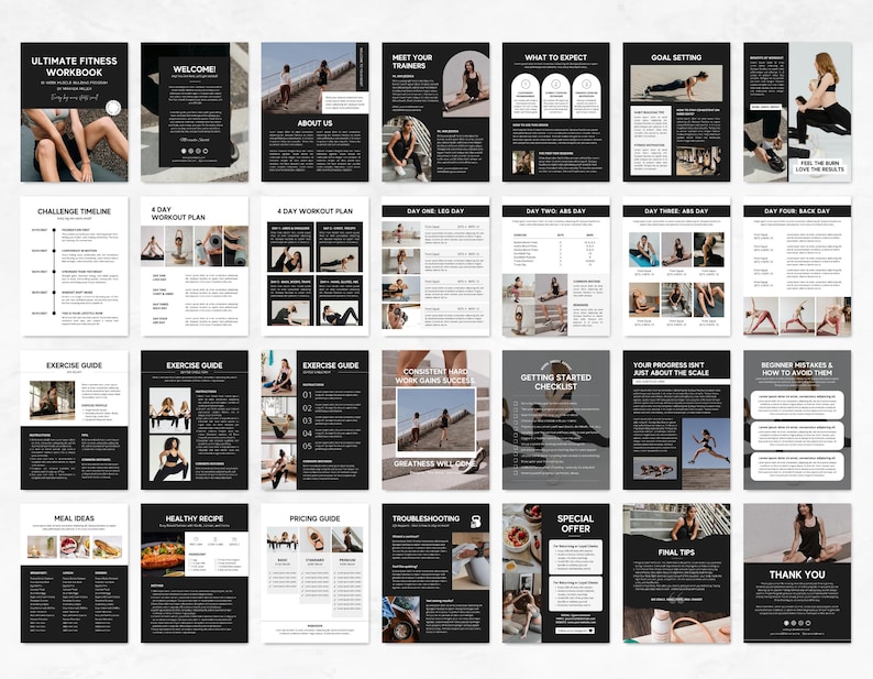 Fitness Ebook Template| Workout Plan Fitness Ebook | Fitness Planner ...