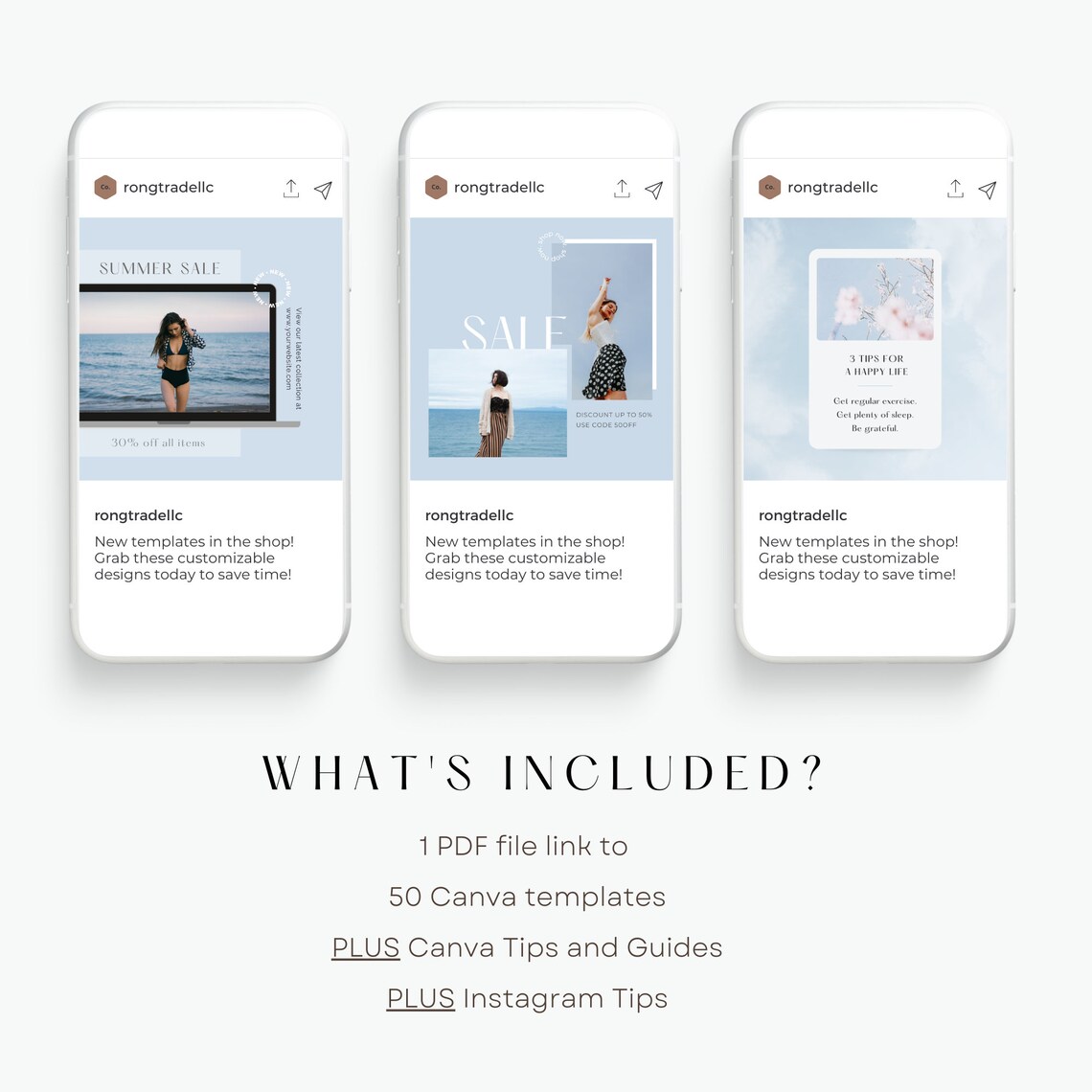 Blue Instagram Templates Minimalist Instagram Post Template - Etsy