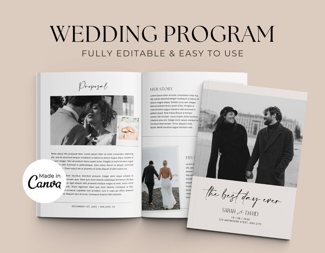 Wedding Day Magazine Template Wedding Program Template Infographic ...