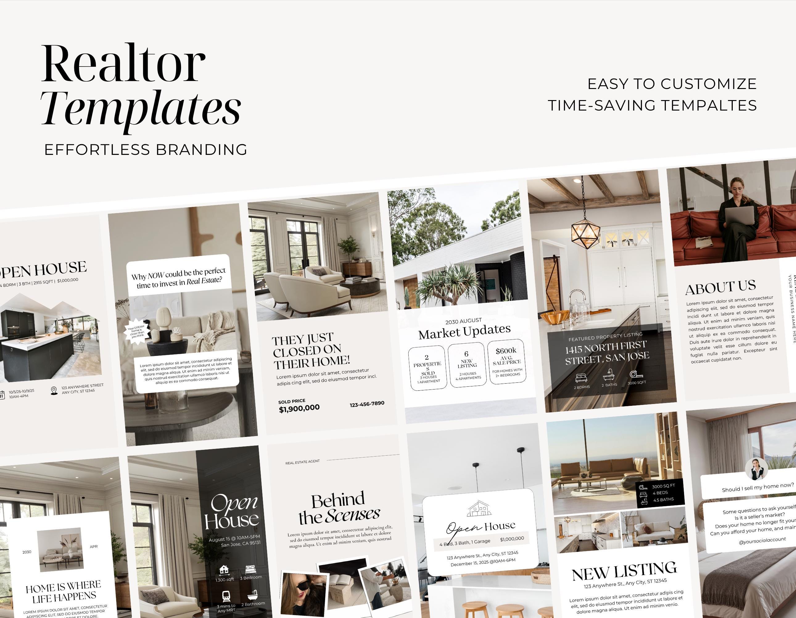 Real Estate Instagram Post & Highlight Templates | Realtor Instagram ...