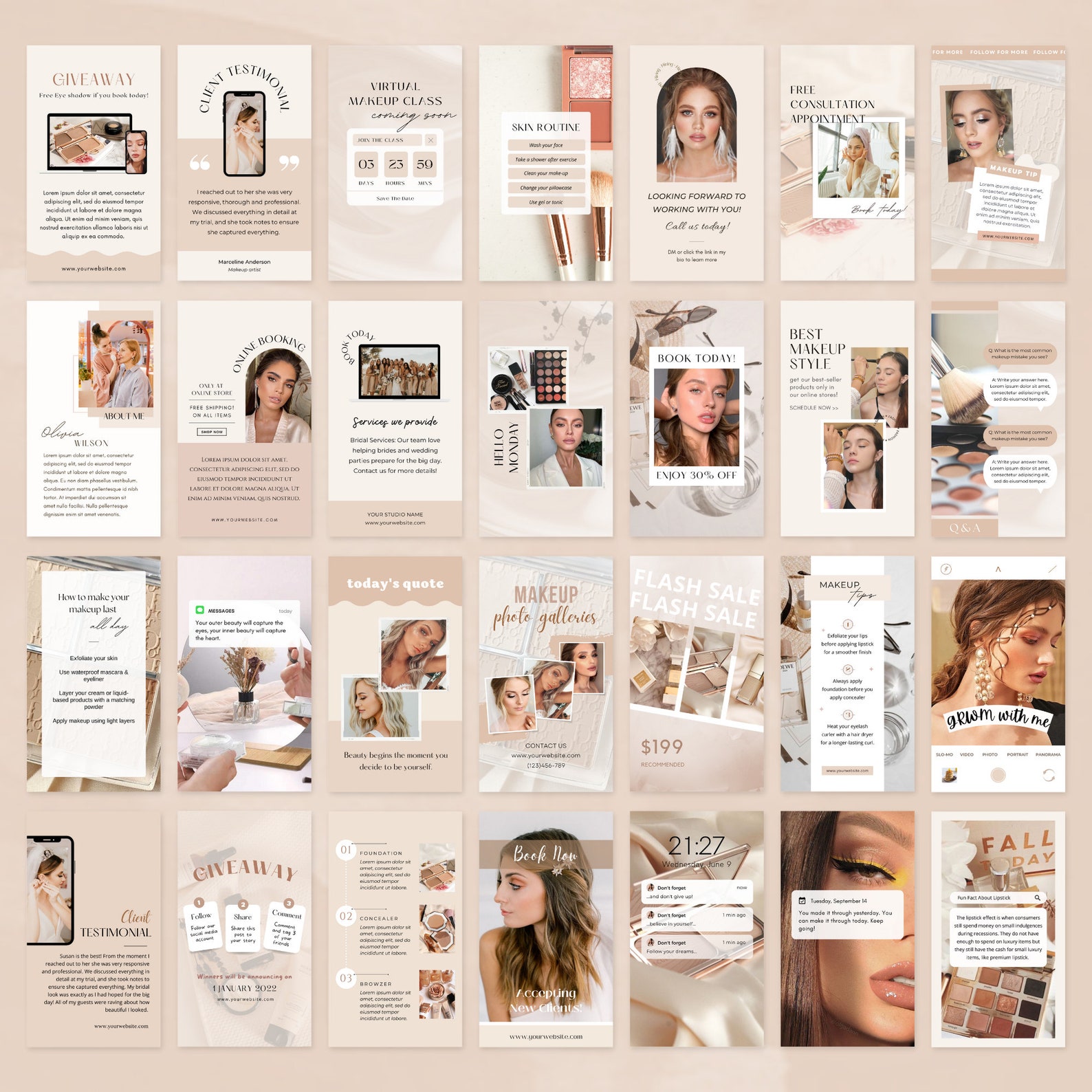 Makeup Artist Instagram Story Templates Beauty Skincare - Etsy