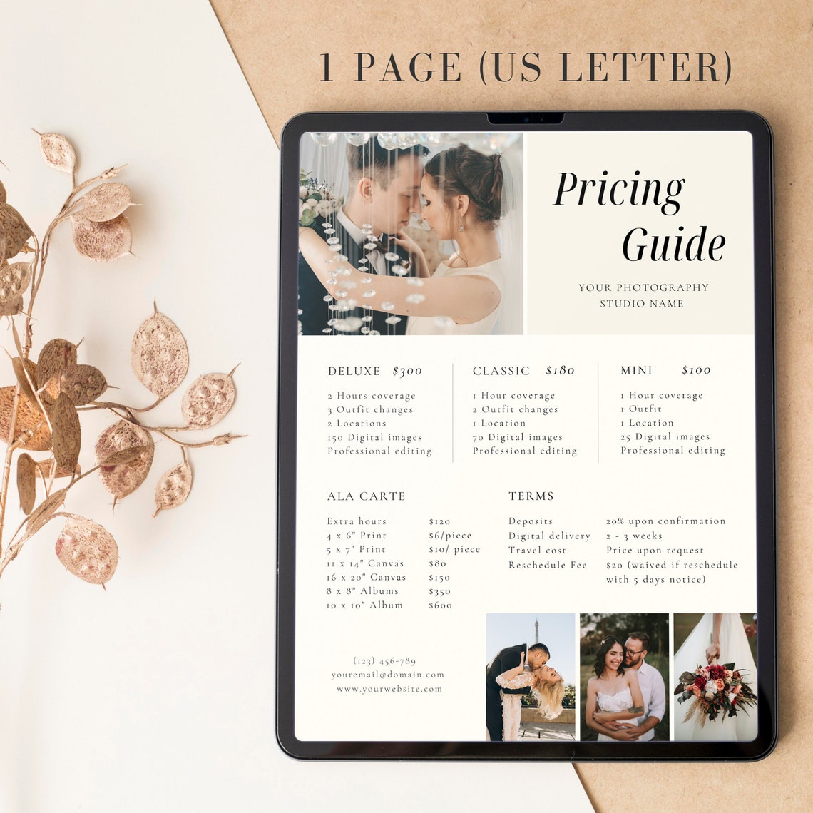 Wedding Photography Pricing List Wedding Pricing Guide Sheet - Etsy