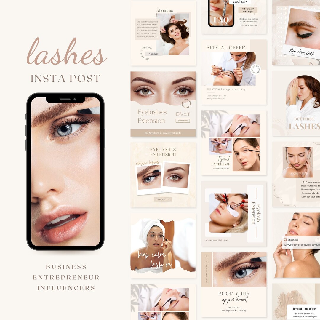 Lash Tech Instagram Post| Lash Artist Instagram Templates| Eyelashes ...