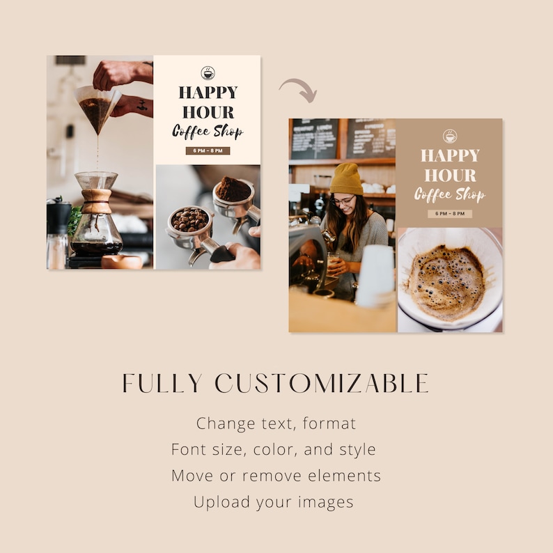 Coffee Instagram Posts Café Business Social Media Template - Etsy
