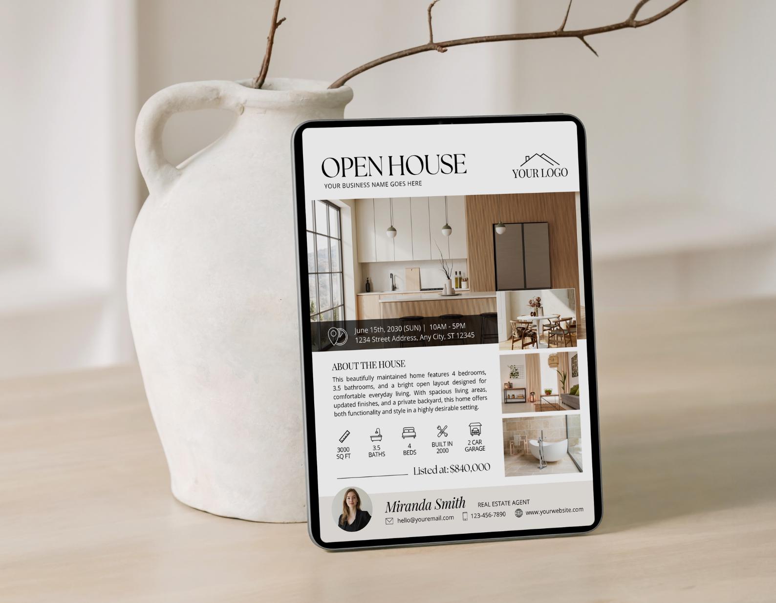 Editable Open House Flyer Template | Real Estate Marketing | Canva ...