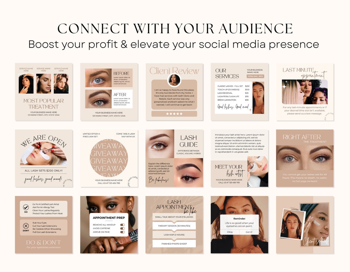 Lash Tech Instagram Post Template | Lash Extension | Story Highlight ...