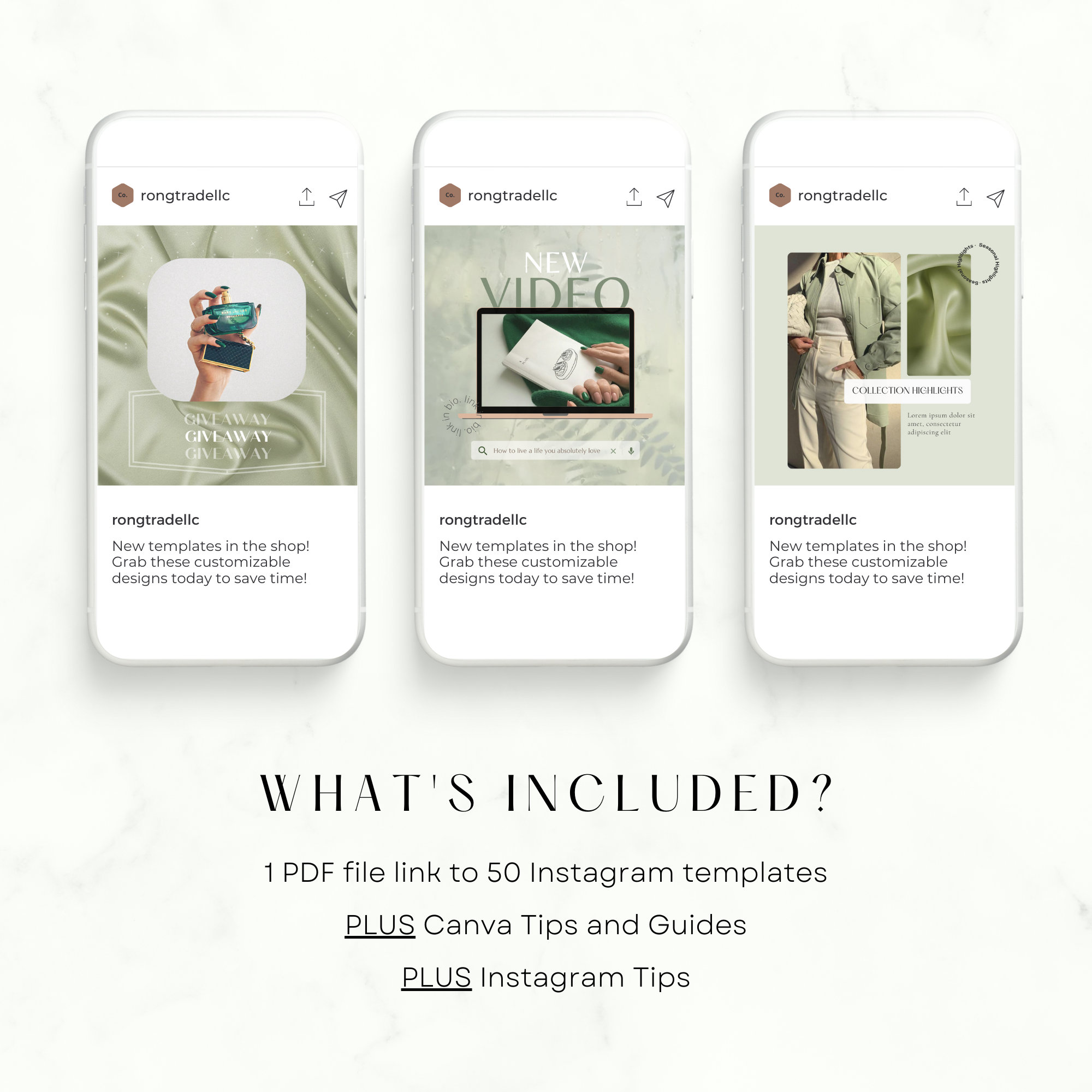 Green Instagram Templates Minimalist Instagram Post Template - Etsy
