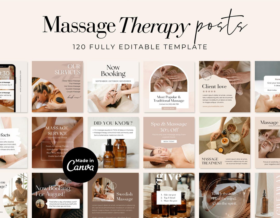 Massage Therapist Instagram Templates | Massage Therapy Social Media ...