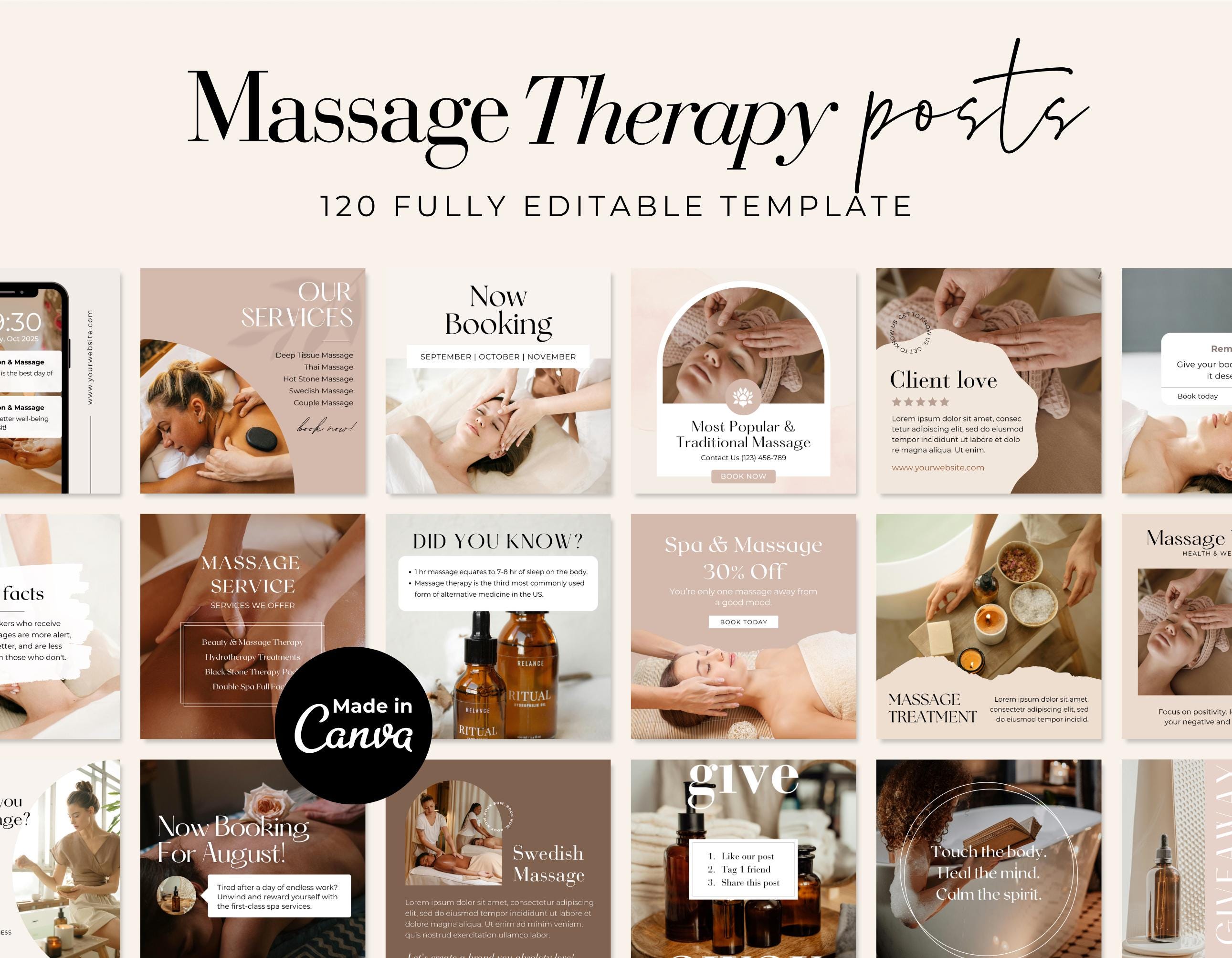 Massage Therapist Instagram Templates | Massage Therapy Social Media ...